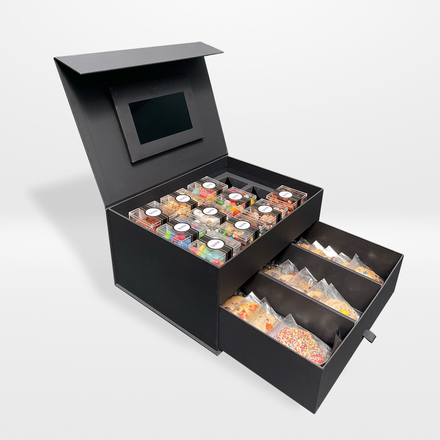 Home Packaging Rigid Boxes Drawer Box with 7" LED Screen